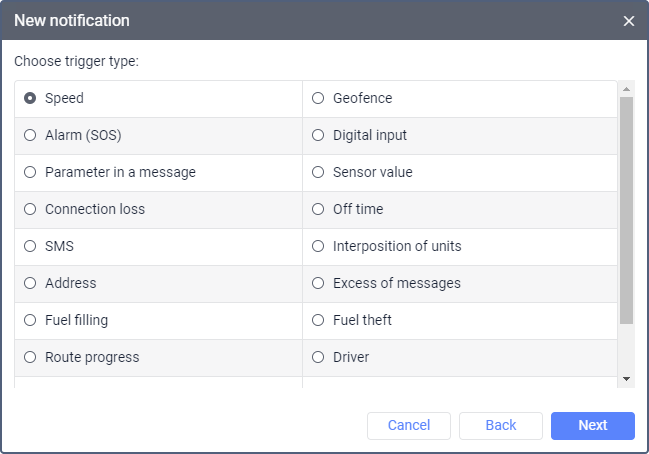 Notification Types Fleetometer